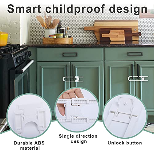 Sliding Cabinet Locks for Babies, 6 Packs Upgrade U-Shaped Sliding Child Locks for Cabinets, Child Proof Cabinet Latches, Multi-Purpose Adjustable Baby Proofing Cabinets