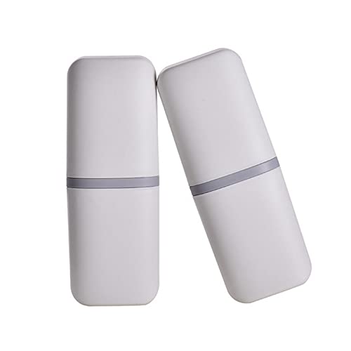 miumeow 1PC Travel Toothbrush Case 2 in 1 Gargle Cup Portable Toothbrush Holder Case for Home Business Trip Camping Travel School,Tooth Brush Container Toothbrush Storage Box (Gray)