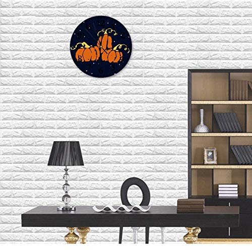 Happy Clocks, Fall Clock, Round Silent Non-Ticking Clock, Battery Operated Wall Clocks, Easy to Read for Kids Living Bedroom Clock, 10 inch