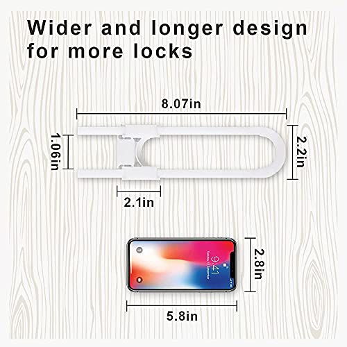 Sliding Cabinet Locks for Babies, 6 Packs Upgrade U-Shaped Sliding Child Locks for Cabinets, Child Proof Cabinet Latches, Multi-Purpose Adjustable Baby Proofing Cabinets