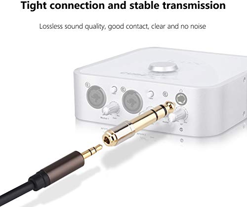 PASOW 1/4'' Male to 1/8'' Female Stereo Headphone Adapter 6.35mm to 3.5mm Audio Adapter Pure Copper for Headphone, Amplifier, Guitar, 2 Pack