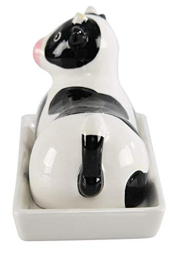 HOME-X Black and White Cow Butter Dish, Butter Dish with Cover, Farmhouse Dish for Stick of Butter Stick, Dish with Lid, 6 ¾”L x 3 ¼” W x 3 ½”H, Black/White