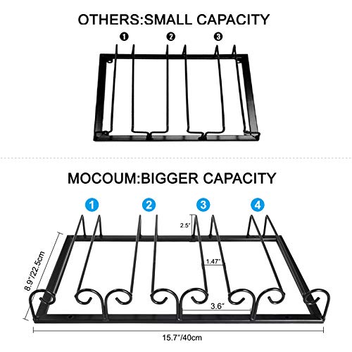 MOCOUM Under Cabinet Wine Glass Rack Stemware Rack, Wine Glasses Hanger Rack Wire Wine Glass Holder Storage Hanger for Cabinet Kitchen Bar (Black, 4 Rows 2 Pack)