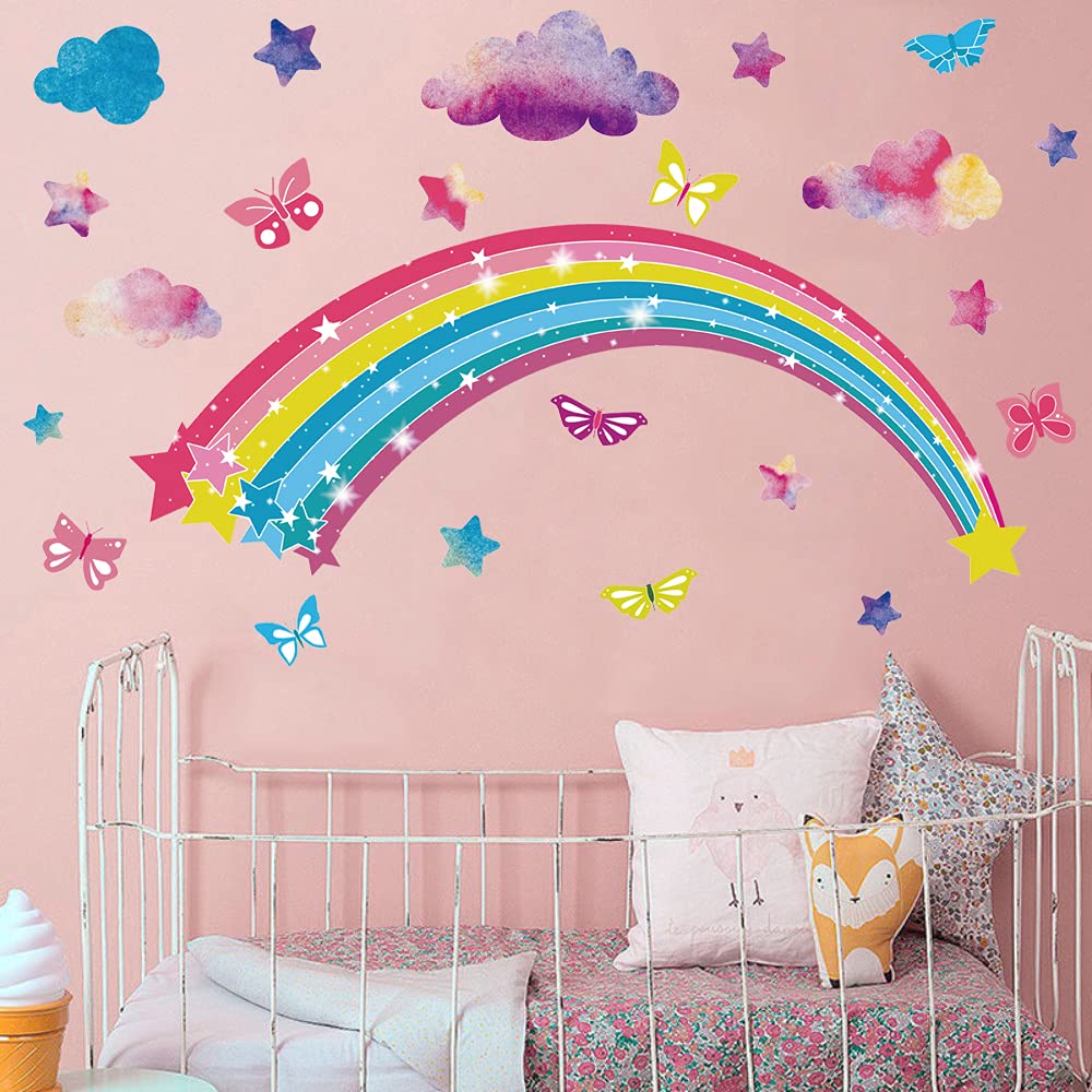 Yanxi Home Decor Large Rainbow Wall Sticker Kids Girls Rainbow Wall Decals Art for Girls Bedroom Nursery Home Decor (Colorful Rainbow) (YLBD-03)