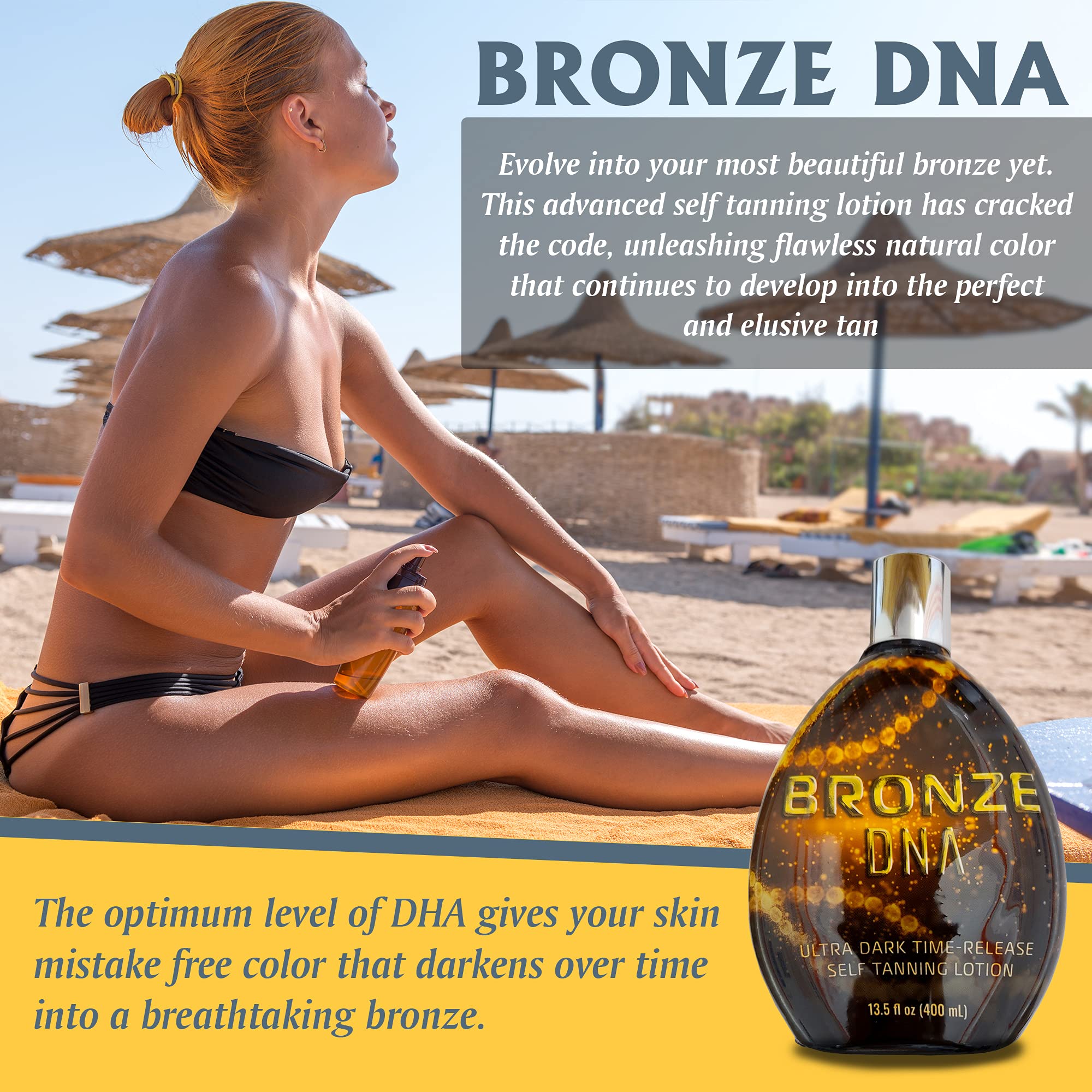 Bronze DNA Natural Sunless Self Tanner Lotion – Sunless Self Tanner for Women and Men – The Gradual Self Tanner for Light, Medium & Dark Tans – XL 13.5 Oz Bottle - Physics Color