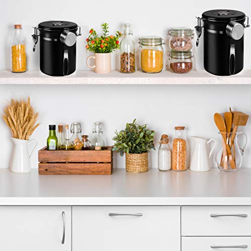 Coffee Container Airtight Coffee Canister, Coffee Stainless Steel Container for the Kitchen, Coffee Ground -One Way Co2 Valve Airtight Coffee Canister (Black,1.5L)…