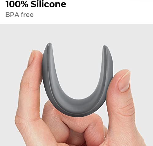 Carrotez Small Silicone Coffee Spoon Rest 2 pcs (0.2" x 1.6" x 3.74"), Spoon Holder Flexible almond-Shaped for Next to Coffee Maker - Kitchen Utensil Rest, Deep Grey