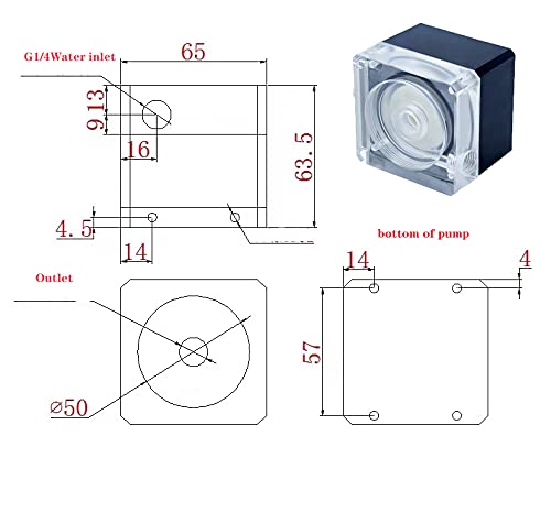 CPU Water Cooler Pump,Pump for PC Water Cooling Systems-Support PWM -800L/H-G1/4 Threaded Hole