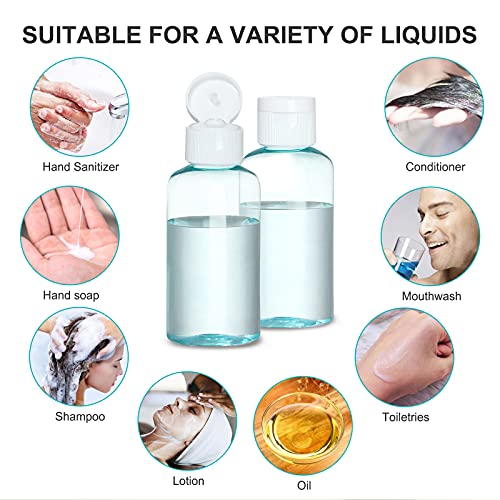 100 Pack 1.7oz/50ml Plastic Empty Squeeze Bottles with Flip Cap Hand Sanitizer Bottle small travel Size bottles Refillable Container for Shampoo Lotion Cream Body Soap Baby Shower Weeding Party Favors