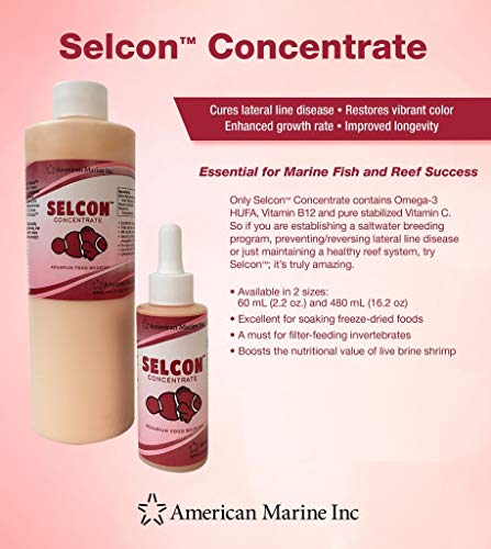 American Marine Selcon 120 ML (4 OZ Volume) for Marine Fish Coral Invert Vitamin Supplement Food Soak