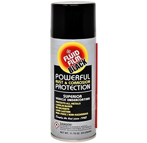 Fluid Film 12 Oz Undercoating Protection Aerosol Spray Can Black 3 Pack, Rust Inhibitor and Prevention, Anti Corrosion Multi Purpose Penetrant and Lubricant, Spray Can Extension Wand and Tissue Pack