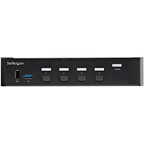 StarTech.com 4 Port HDMI KVM Switch - Single Monitor 4K 60Hz Ultra HD HDR - Desktop HDMI 2.0 KVM Switch with 2 Port USB 3.0 Hub (5Gbps) and 4X USB 2.0 HID, Audio - Hotkey Switching - TAA