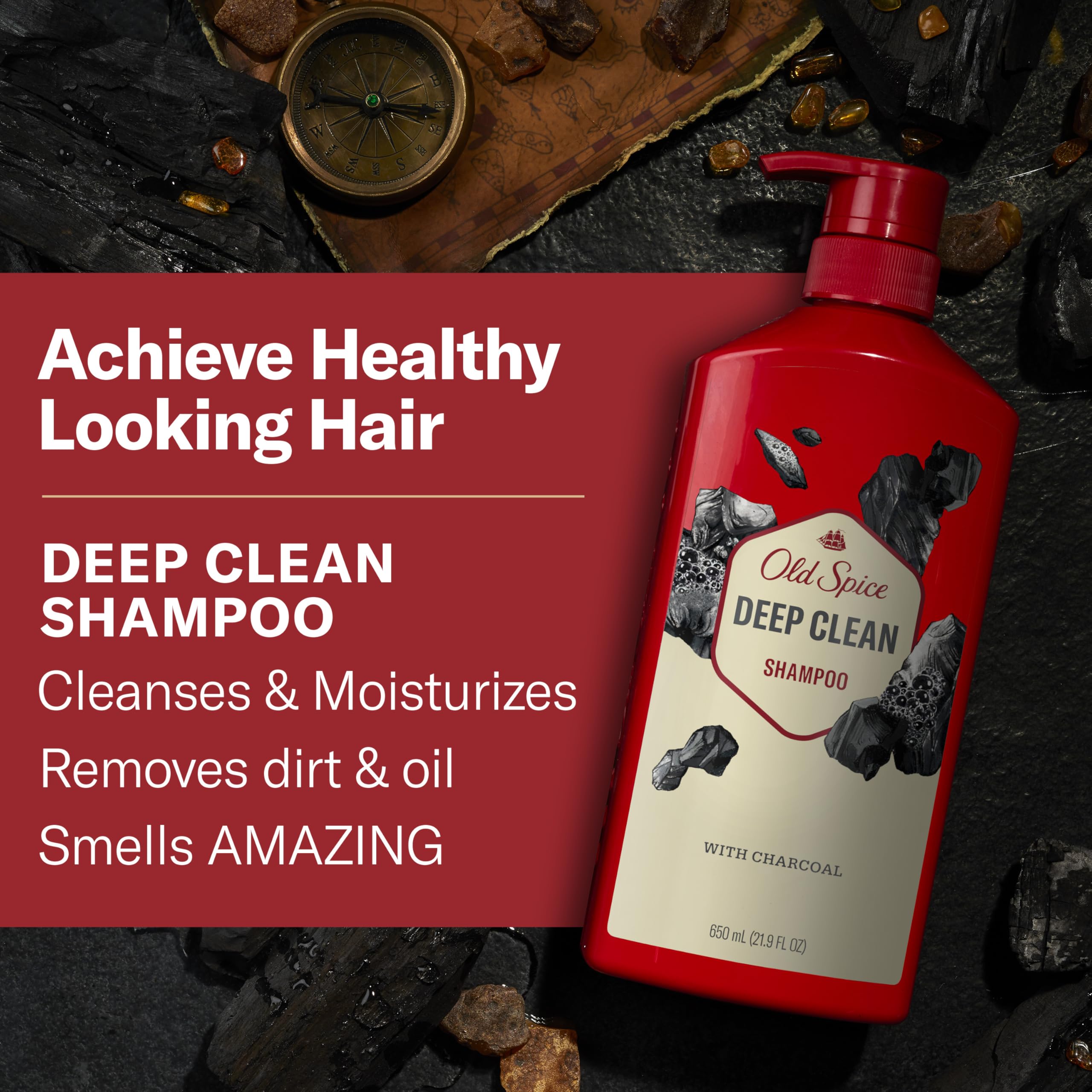 Old Spice Charcoal Shampoo for Men, Volcano, 22 Fl Oz