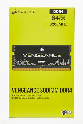 Corsair Vengeance Performance SODIMM 64GB (2x32GB) DDR4 3200MHz CL22 Unbuffered for AMD Ryzen 4000 Series Notebooks Memory - Black