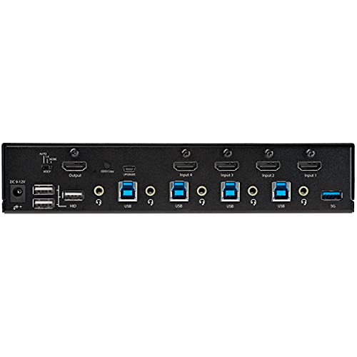 StarTech.com 4 Port HDMI KVM Switch - Single Monitor 4K 60Hz Ultra HD HDR - Desktop HDMI 2.0 KVM Switch with 2 Port USB 3.0 Hub (5Gbps) and 4X USB 2.0 HID, Audio - Hotkey Switching - TAA