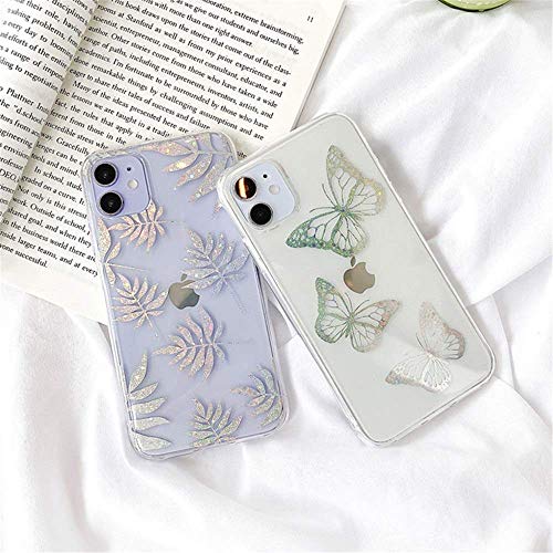 LUSAMYE Compatible with iPhone 12 and iPhone 12 Pro Case with Screen Protector,Clear Cute Butterfly Design Soft TPU Electroplated Cover Bling Glitter Cool Slim Trendy Pattern for Girl Women Phone Case