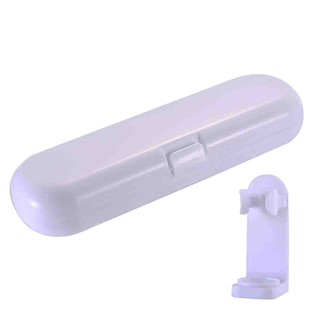 Fleesion Electric Toothbrush Case Plastic Travel Case Suitable for Oral B, Philips Sonicare and Other Electric Toothbrush, with one wall-mounted bracket generic adaptation (White)