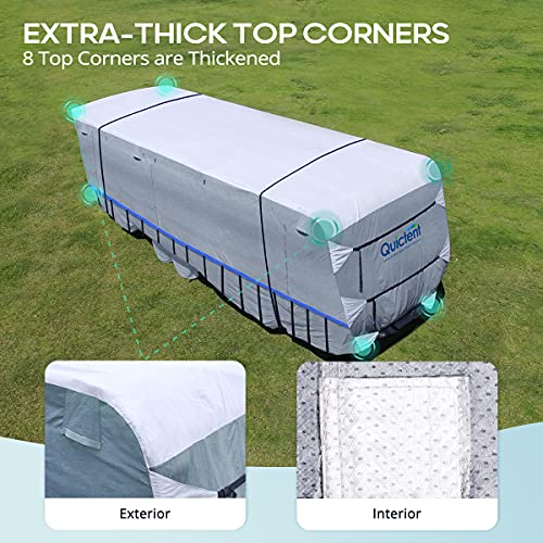 Quictent Upgraded Class C RV Cover, Extra-Thick 6-ply Camper Cover, Fits 26-29Ft Motorhome -Breathable Watertight Quick-Drying Rip-Stop Anti-UV with 2 Windproof Straps, 4 Tire Covers