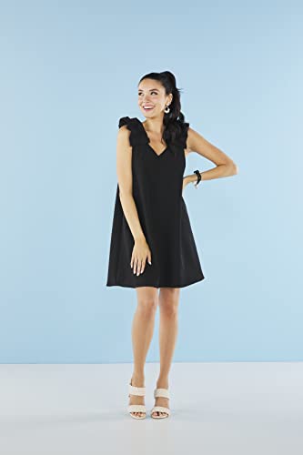 Mud Pie baby girls Women's Mud Pie Cece Women s Sleeveless Ruffle Dress, Black, Medium US