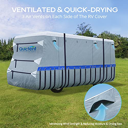 Quictent Upgraded Class C RV Cover, Extra-Thick 6-ply Camper Cover, Fits 26-29Ft Motorhome -Breathable Watertight Quick-Drying Rip-Stop Anti-UV with 2 Windproof Straps, 4 Tire Covers