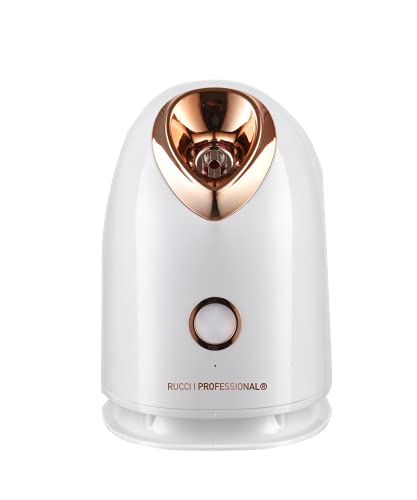 RUCCI Professional One-Touch Operation Facial Steamer with Exceptionally-Fine Steam - Spa Face Steaming At Home,Clean White,Travel Size,FS101