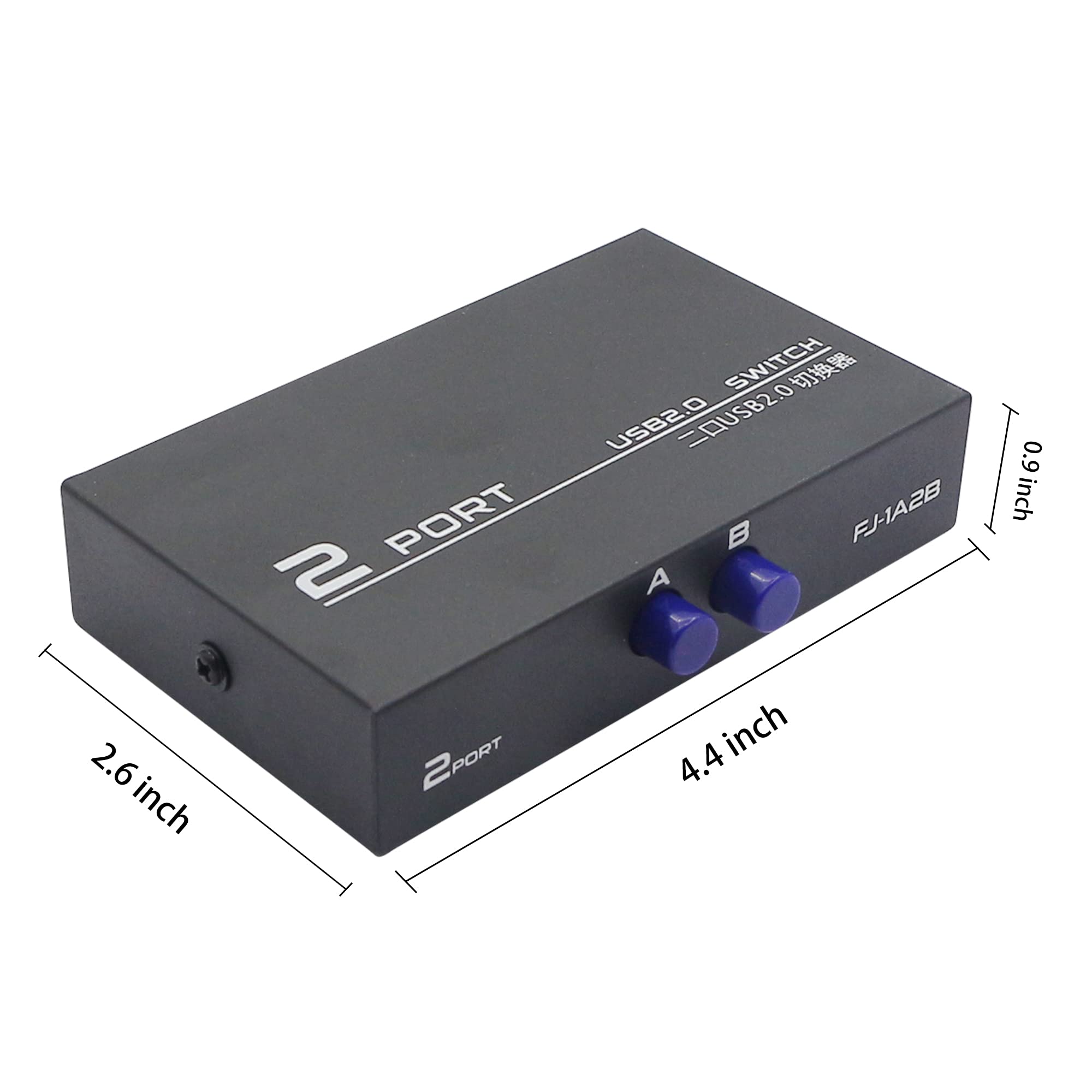 QIANRENON Printer Sharing Switch, 2-Port USB 2.0 Switch Adapter for USB Device Port Sharing Between 2 Computers (2 Switch),with 2 Pack USB 2.0 Male Cable