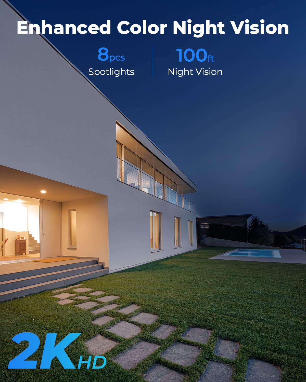 REOLINK Duo WiFi - 2K 4MP Outdoor WiFi Cameras for Home Security, Ultra-Wide Angle Security Camera, Color Night Vision, Person/Vehicle Detection, 2.4/5 GHz WiFi, Two-Way Audio, IP66 Waterproof