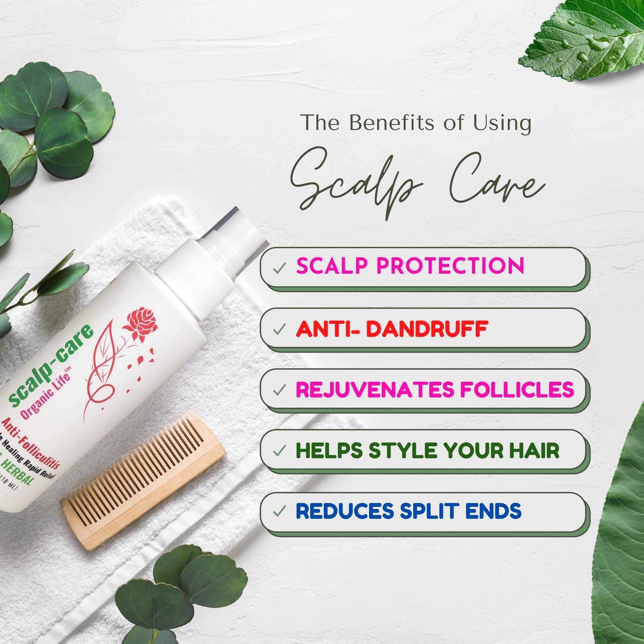 Herbal Dermatitis Dry Shampoo, Itchy Scalp Folliculitis Solution with Leave-In Tea Tree Oil Anti-Dandruff Conditioner for Men and Women. Safe and Effective for Sensitive Skin and Scalp.