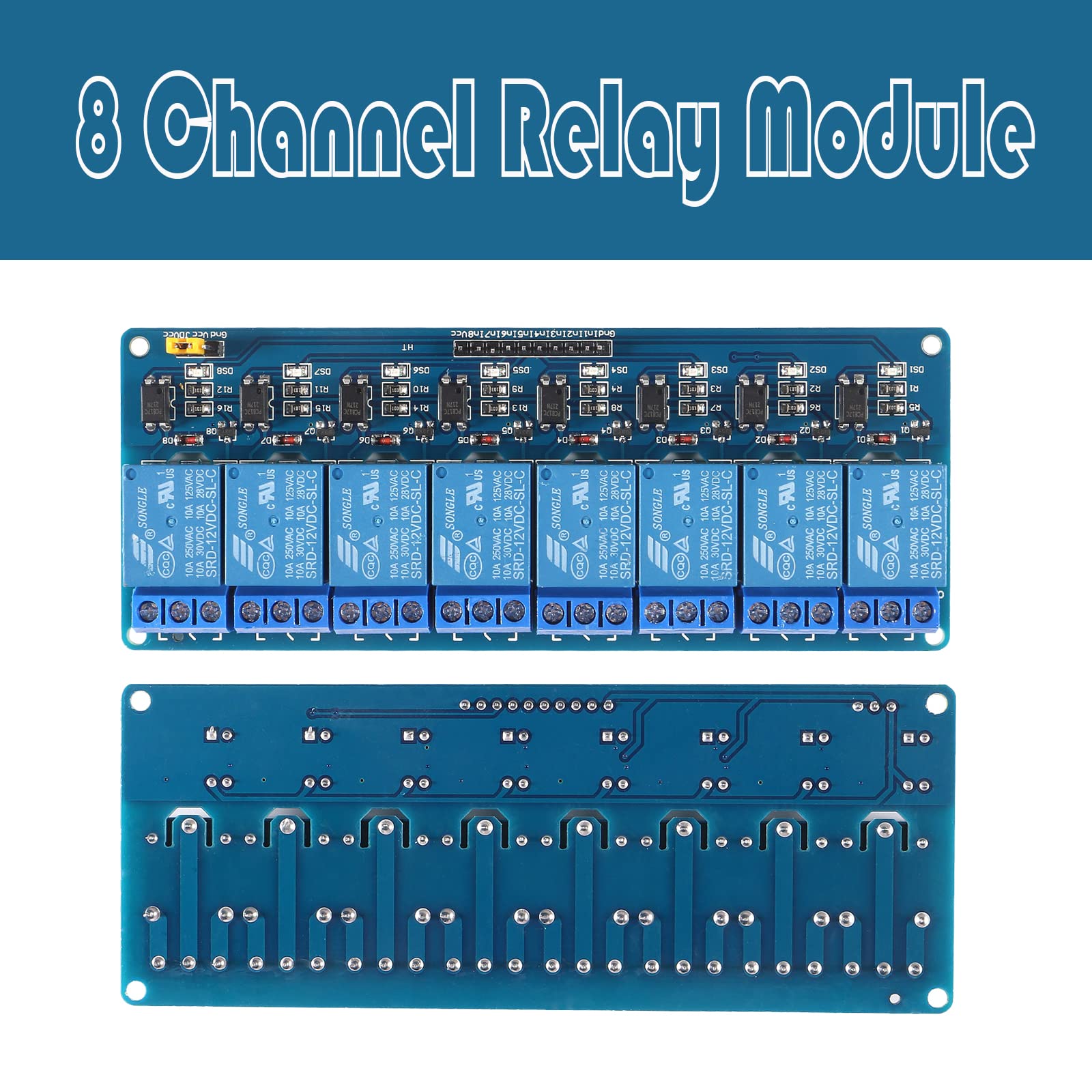 AEDIKO 2pcs 8 Channel Relay Module DC 12V Relay Module Board for DIY DSP AVR PIC ARM