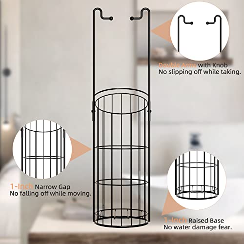 SunCleanse Free Standing Multipurpose Toilet Paper Holder with 2.5cm/1-Inch Raised Base,Toilet Paper Holder Stand Reserve 4 Mega Paper Rolls,Matte Black
