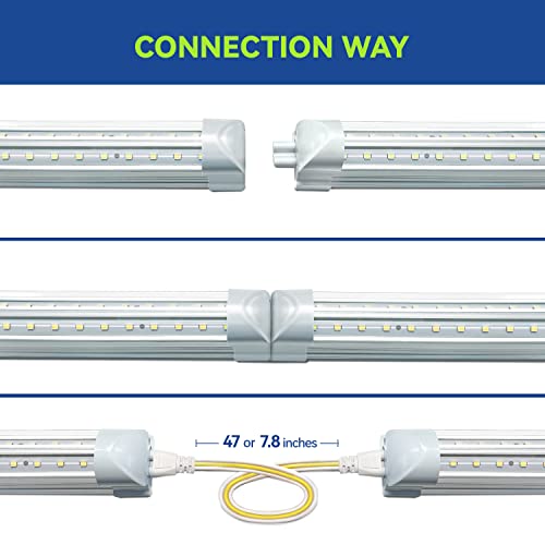 Monios-L LED Shop Light 2FT 5000K 20W, Linkable Utility Ceiling Lights,V-Shaped 2500lm Daylight,T8 Integrated Fixtures LEDs Tubes, Garage Lighting for Workshop,Work Bench,Basement,Plug & Play 2-Pack