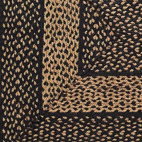 VHC Brands Farmhouse Jute Rectangular Rug 24x36 Country Braided Flooring, Country Black and Tan