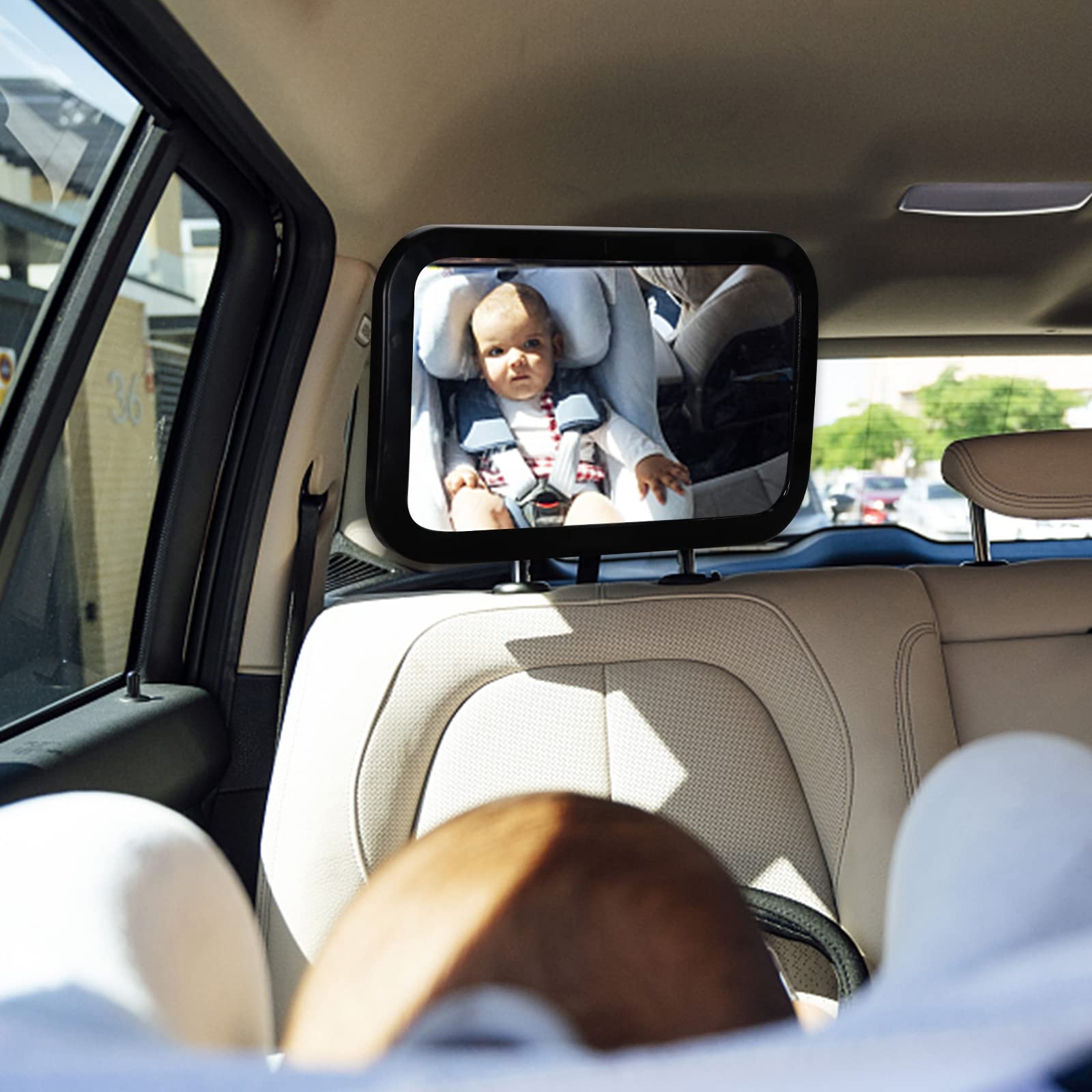 Aoutrow 360 Degree Baby Car Mirror, Rearview Baby Mirror, Safety Toddlers Rear Facing Car Seat Mirror, Crystal Clear View,Safety, Shatterproof, Adjustable
