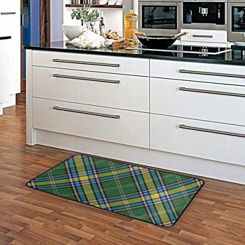 Scots Style Tartan Kitchen Mats for Floor Area Rug for Vestibule Living Room Restroom 39x20 Inch
