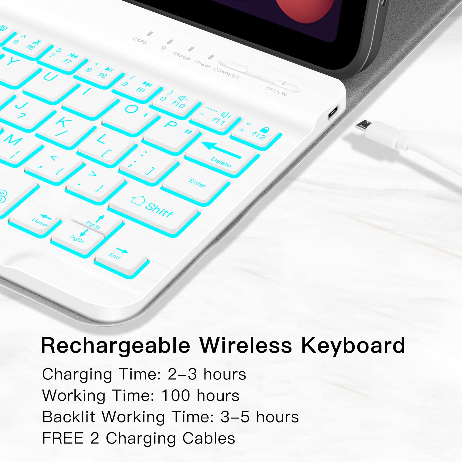 JUQITECH iPad Mini 6 Case with Keyboard - iPad Mini 6th 2021 8.3" Backlit Bluetooth Wireless Magnetic Detachable Rechargeable Keyboard Smart Folio Stand Honeycomb Tablet Cover with Pencil Holder, Gray