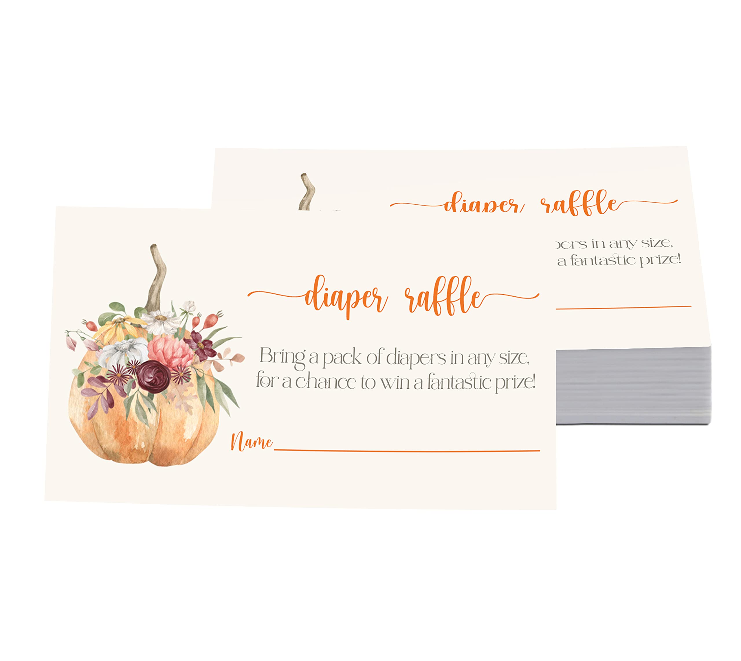 Our Little Pumpkin Diaper Raffle Tickets - 25 Pack - Gender Neutral Baby Shower Game for Prizes - Diaper Raffle Invitation Insert Cards