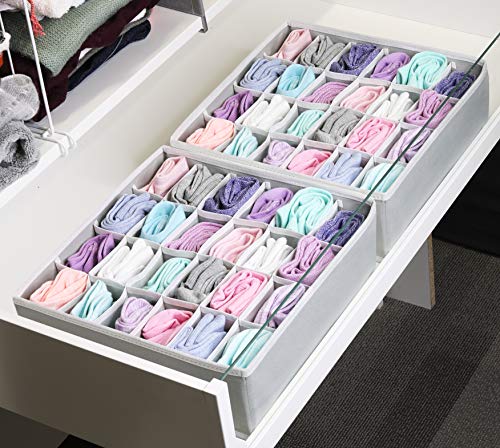 Simple Houseware 2 Pack Closet Socks Organizer, 24 Cell Drawer Divider, Grey