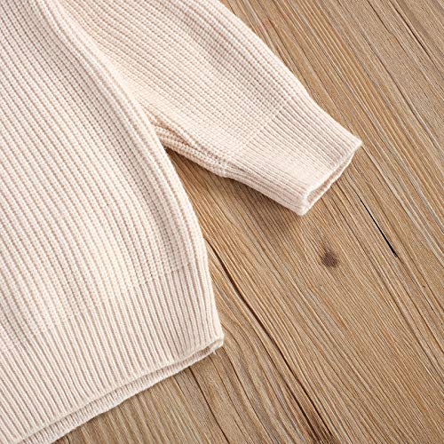 Toddler Baby Girl Boy Knitted Sweater Long Sleeve Solid Color Pullover Crewneck Sweatshirt Top Fall Winter Clothes (Beige, 2-3T)