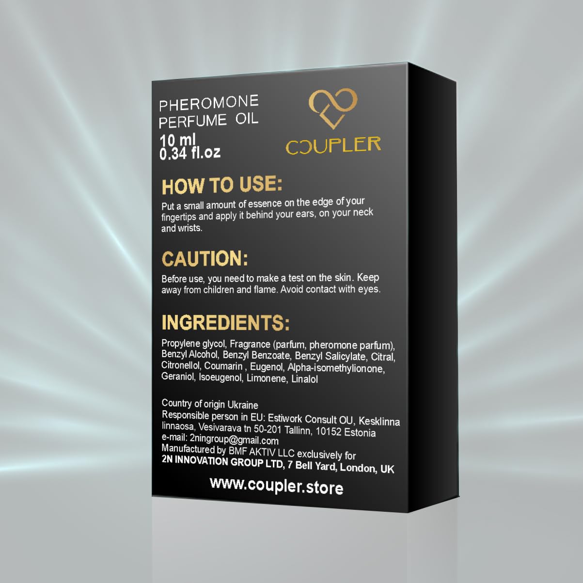 COUPLER Pheromone Cologne for Men - Pheromones for Men - Concentradas Feromonas para Hombres - Male Phermone Perfume Oil 10ml - Excellent Gift Idea