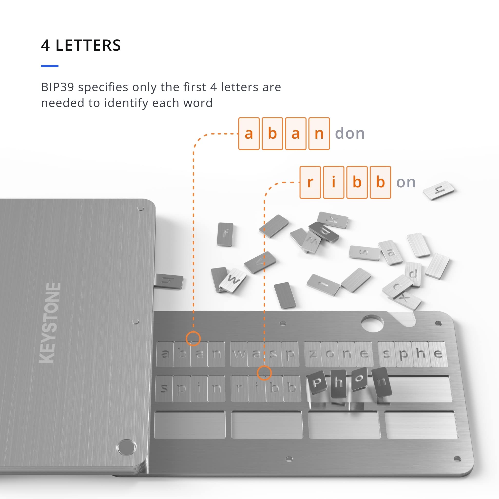 KEYSTONE Crypto Seed Storage, Cryptosteel Capsule Metal Wallet, Cold Storage Backup, 24 Words Bitcoin Key Phrase Storage, Steel Plate, Compatible with Ledger, Trezor, KeepKey (Keystone Tablet)