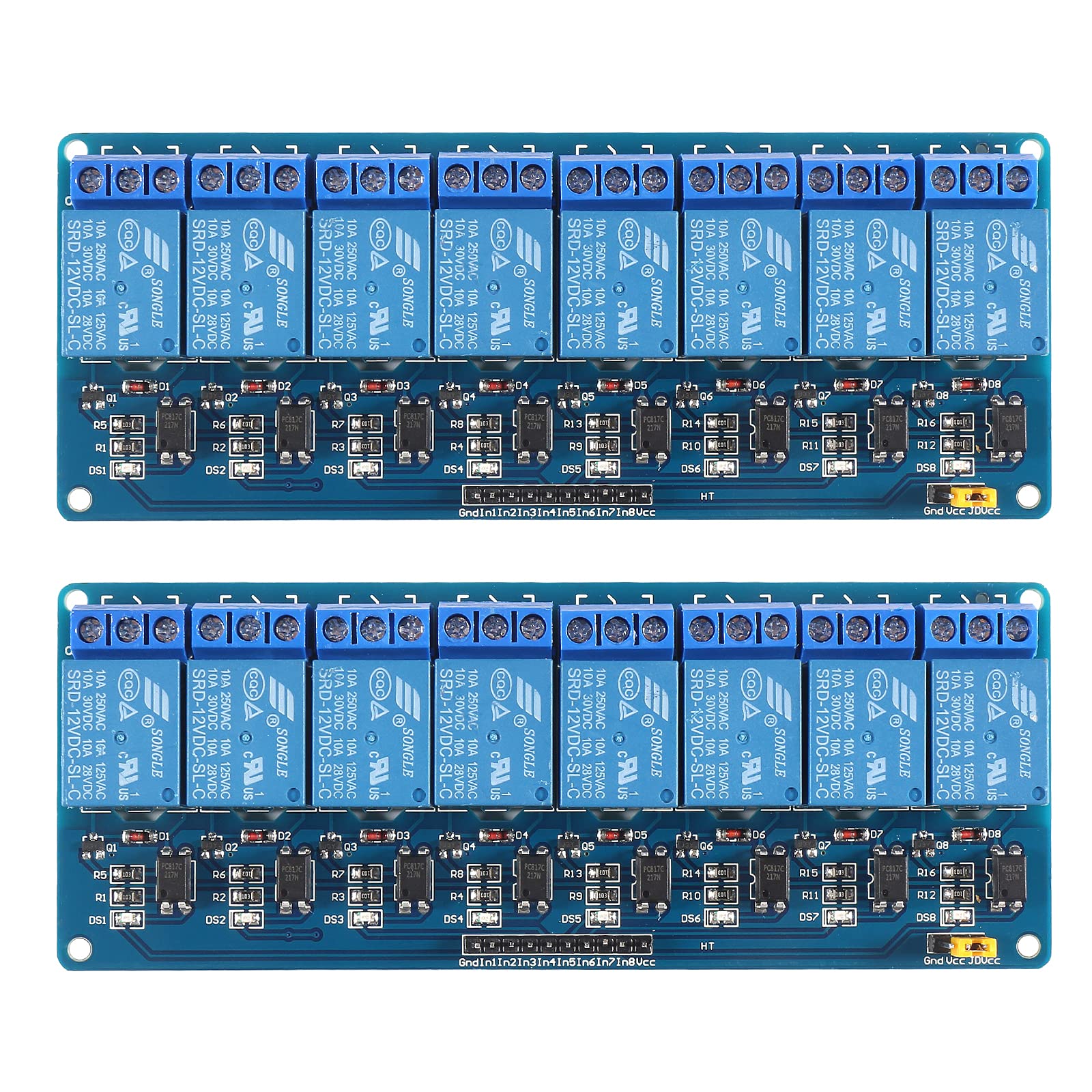 AEDIKO 2pcs 8 Channel Relay Module DC 12V Relay Module Board for DIY DSP AVR PIC ARM