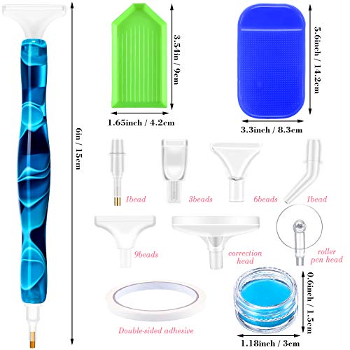 Outus 5D DIY Diamond Painting Tools with 2 Pieces Handmade Resin Diamond Painting Pen, Anti-Slip Mat, Plastic Diamond Trays, Clay Box, Drill Point Accessories Kits for Adults and Kids DIY Craft Arts