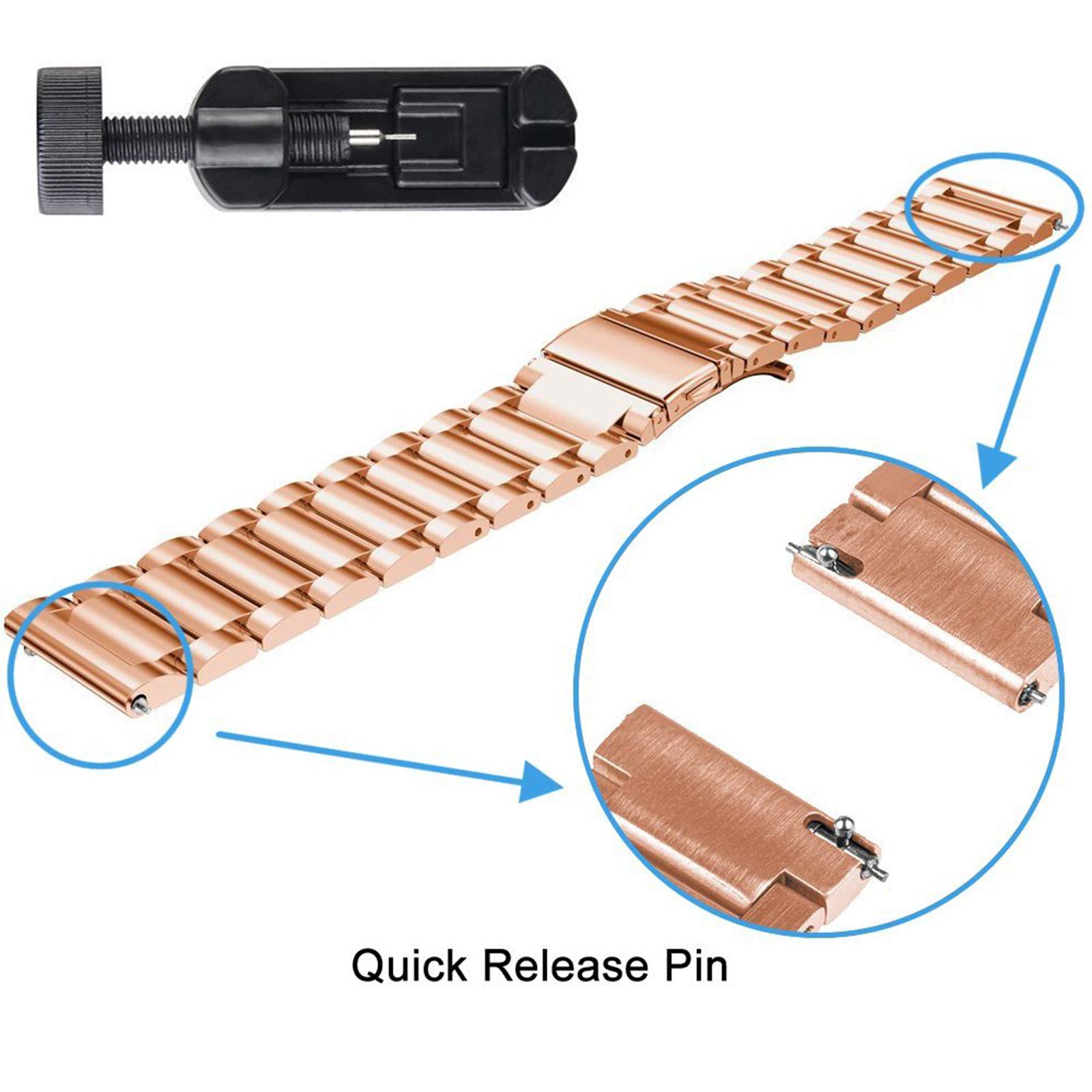 Lamshaw GT01 Smartwatch Band, Stainless Steel Metal Replacement Straps Compatible for Dirrelo GT01 / LETSCOM GT01 1.55" / Hamile Smart Watch/Fitpolo GT01 Smart Watch (Rose Gold)