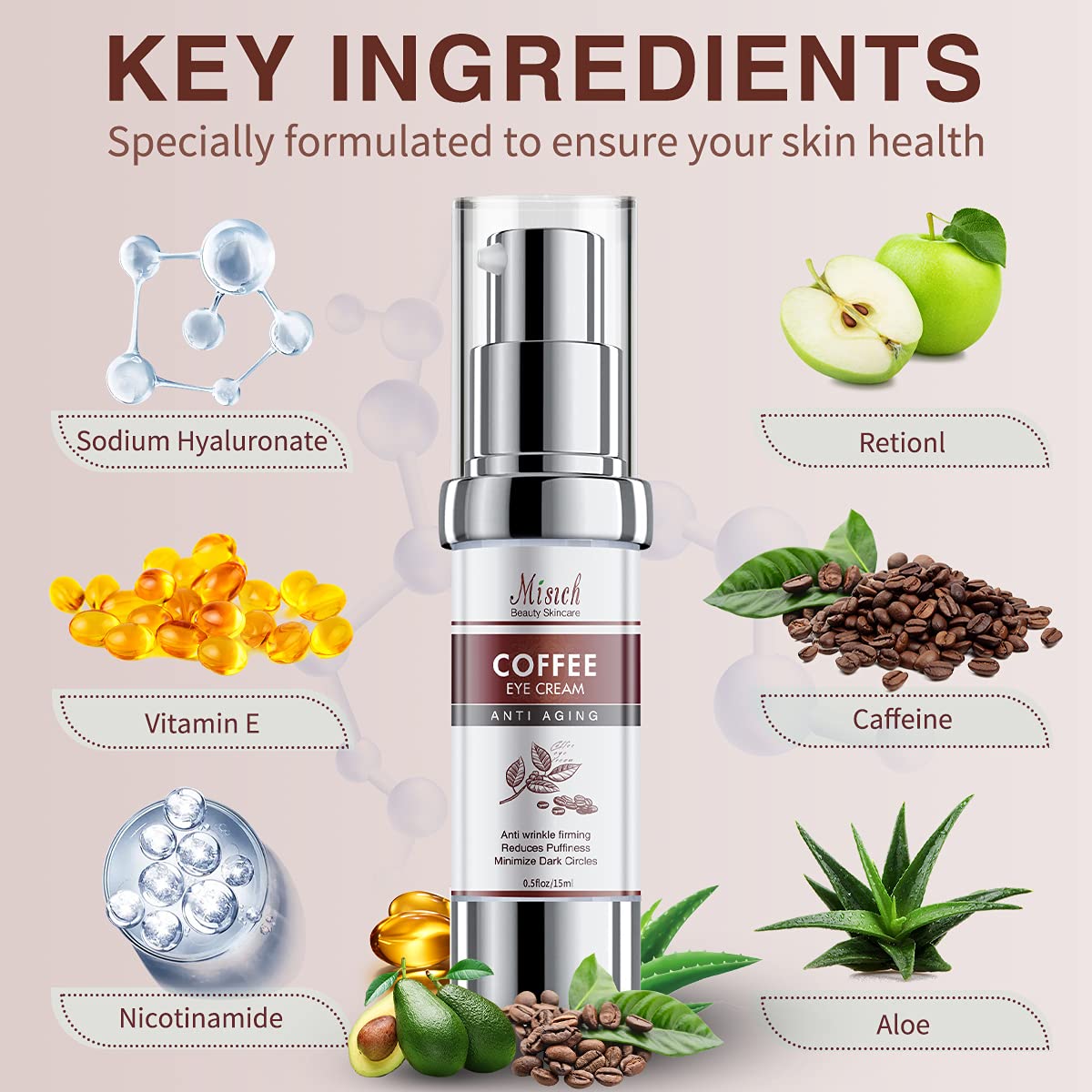 ATIDIE Caffeine Eye Cream: Anti-Wrinkle, Dark Circle & Puffiness Reducer, All Skin Types, 50ml
