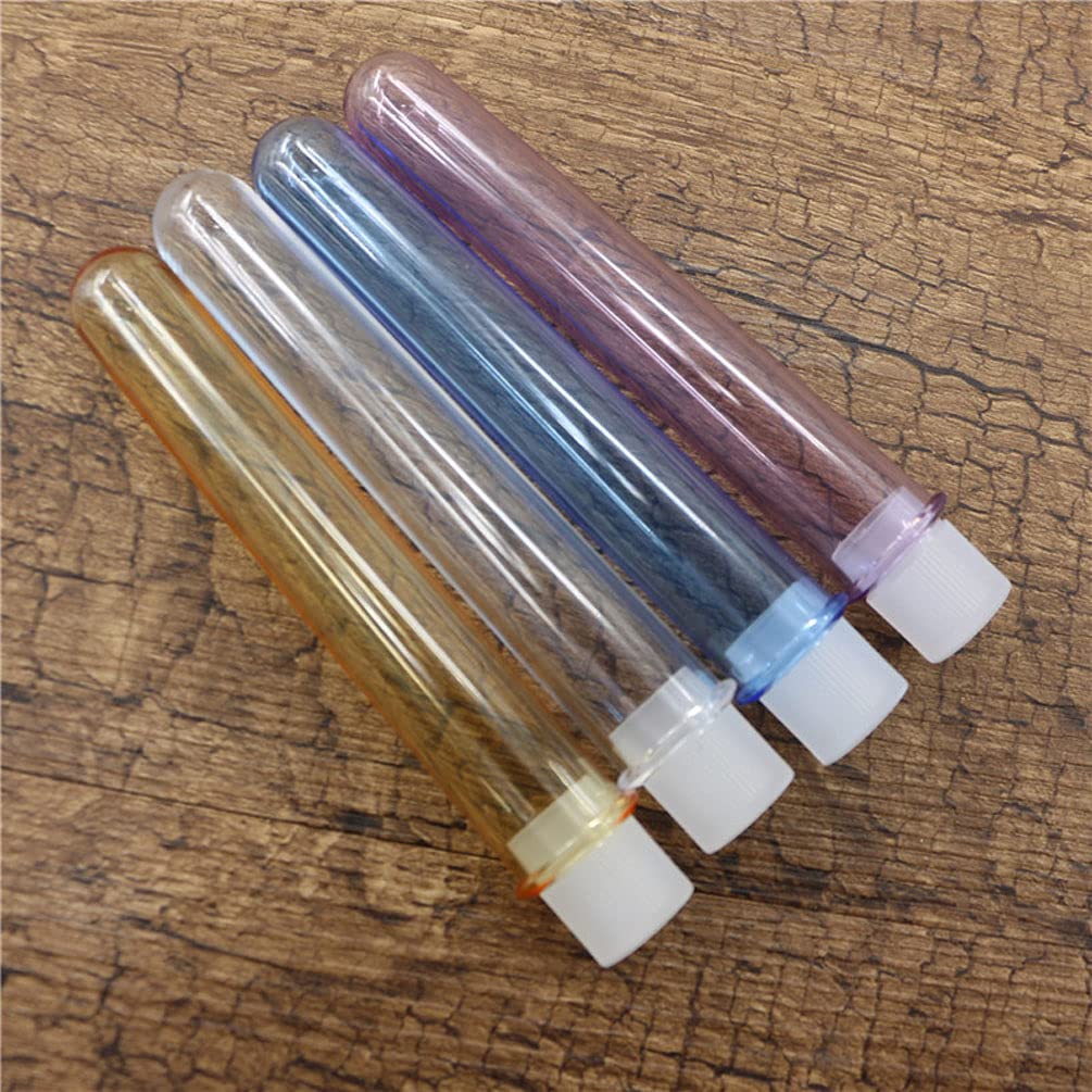 6 Pcs Plastic Test Tubes with Stoppers, 20x120mm, Storage Container for Jewelry Beads Candy Powder Liquid, Random Color