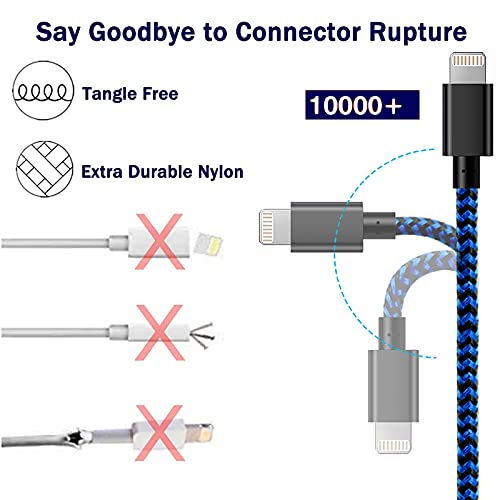 3 Pack 10FT iPhone Lightning Cable Apple Charger Cord Nylon Braided USB to Lightning Cable [Apple MFi Certified]
