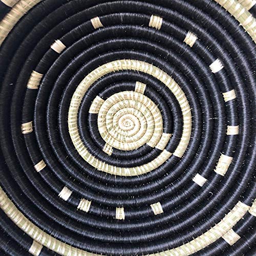 African Basket- Kigufi/Rwanda Basket/Woven Bowl/Sisal & Sweetgrass Basket/Black, White, Sweetgrass