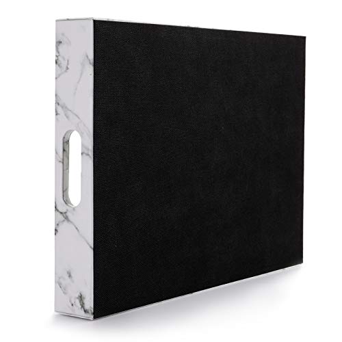 Fasmov Serving Tray, 17 x 12 inches White Marble Faux Leather Decorative Decorative Tray with Handles for Bathroom, Kitchen, Ottoman and Coffee Table