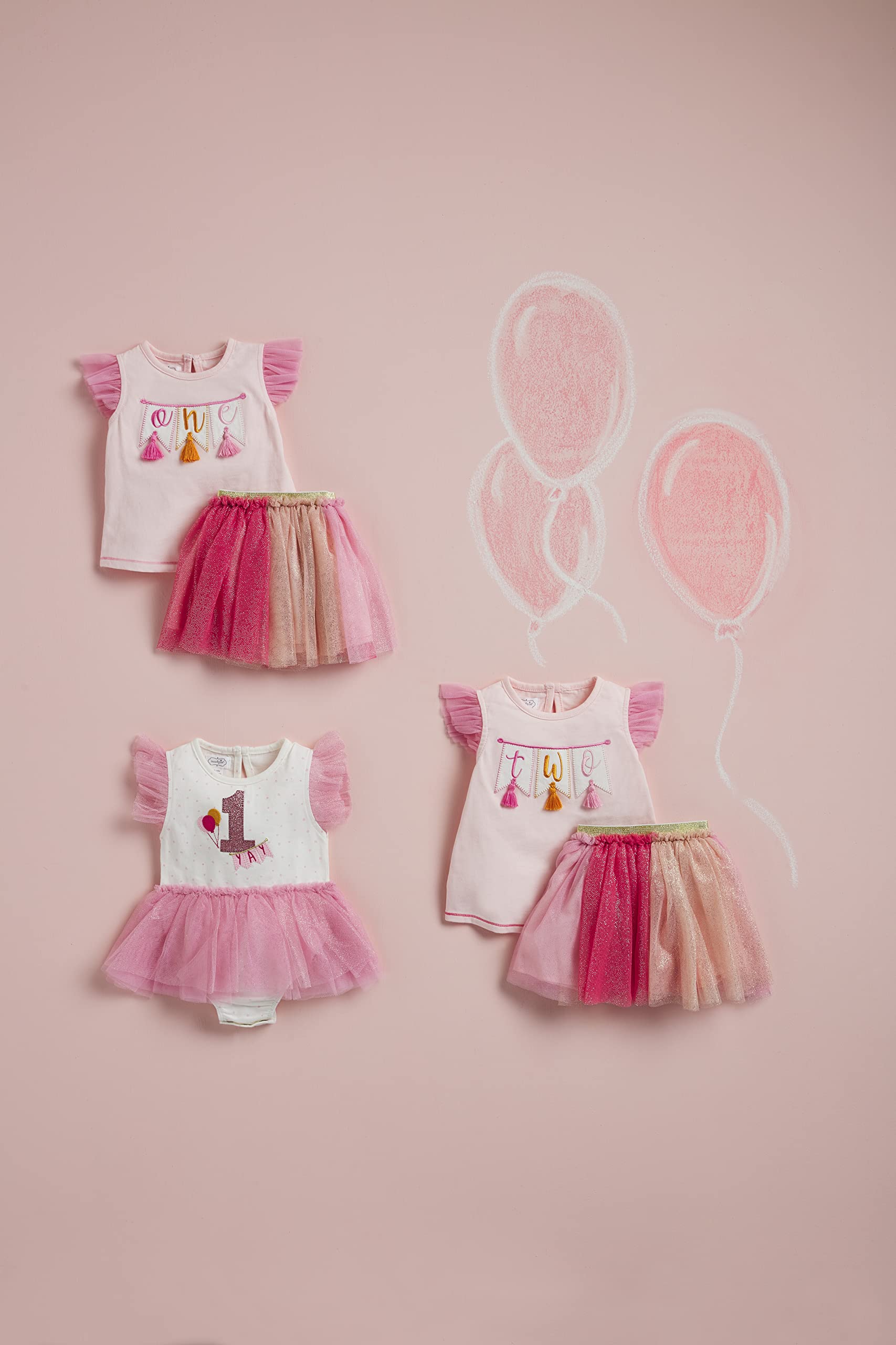 Mud Pie baby girls Mud Pie Toddler Girl Birthday Tutu Set, Pink, 1T US