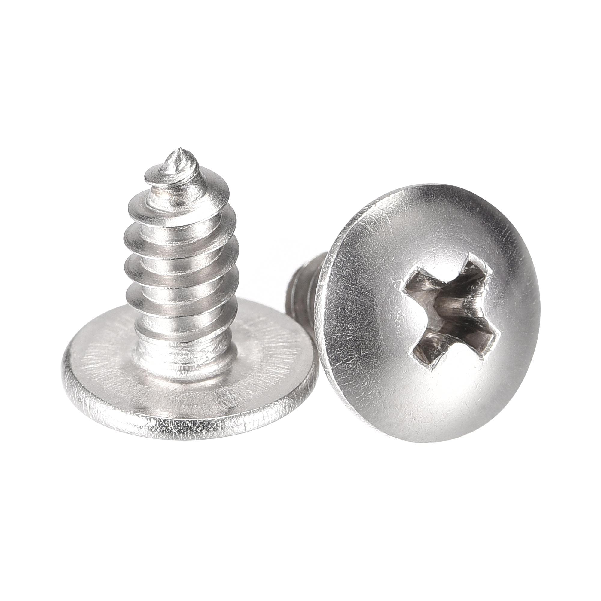 uxcell Phillips Head Self Tapping Screws, #10 x 3/8" 304 Stainless Steel Wood Sheet Metal Screw 50pcs